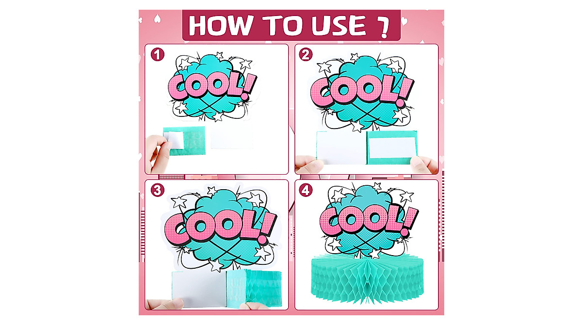 Hero Girl Party Supplies - 8 Pcs Pink Centerpieces