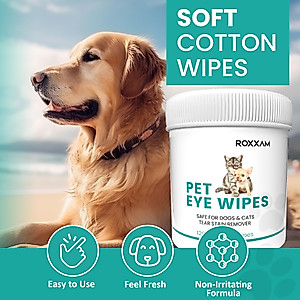 ROXXAM Pet Eye Wipes | Soft & Gentle Tear Stain Remover for Dogs Wipes | Convenient & Easy to Use | Dog Eye Wipes Tear Stain Remover Prevents Tear Stain | Safe & Natural Dog Eye Wipes for Crust