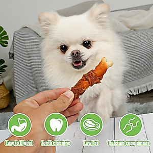 MON2SUN Double Flavor Dog Treats, 4 Inch Chicken and Duck Wrapped Calcium Bones, Rawhide Free Dog Chews for Small Dogs, Teeth Cleaning Dog Bones, 21.16oz (30 Count-Pack of 1)
