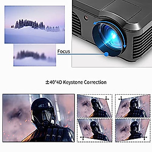 Wireless Home Theater Projector with WiFi & Bluetooth, Smart Outdoor Movie Projector with Android OS & HiFi Speaker, Full HD 1080P Cinema Projector with Zoom/HDMI/USB/VGA for Phone Laptop TV Stick DVD