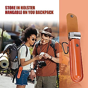 Bushcraft Hand Auger Wrench, Hand Auger for Bushcraft Backpack and Camping, Manual Auger Outdoor Wood Peg and Hole Maker Bushcraft Gear Bushcrafting Tools (Leather Case Brown)