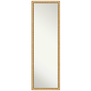 Amanti Art Gold Full Length Mirror for Door, 50x16 Salon Scoop Gold Tall Wall Mirror Full Length, Mounted to Door or Closet Wall with no visible brackets, Casual Wood Frame, Bedroom Decor from WI, USA