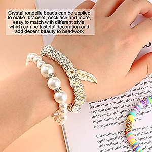 800 Pieces Round Rondelle Spacer Beads Crystal Rhinestone Loose Bead Rondelle Charm Beads 6 mm 8 mm 10 mm for Necklaces Bracelets Jewelry Making (Silver)