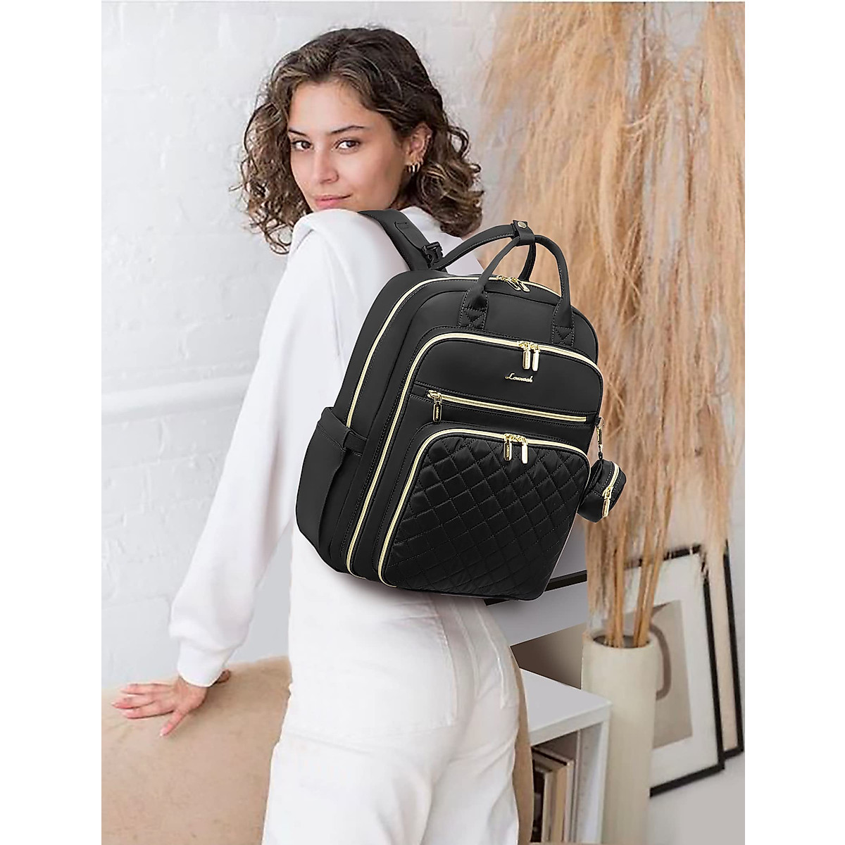 LOVEVOOK Baby Diaper Bag,Waterproof Diaper Backpack with USB Charging Port for Baby, Large Capacity Fit for 15.6 inch Laptop, Black