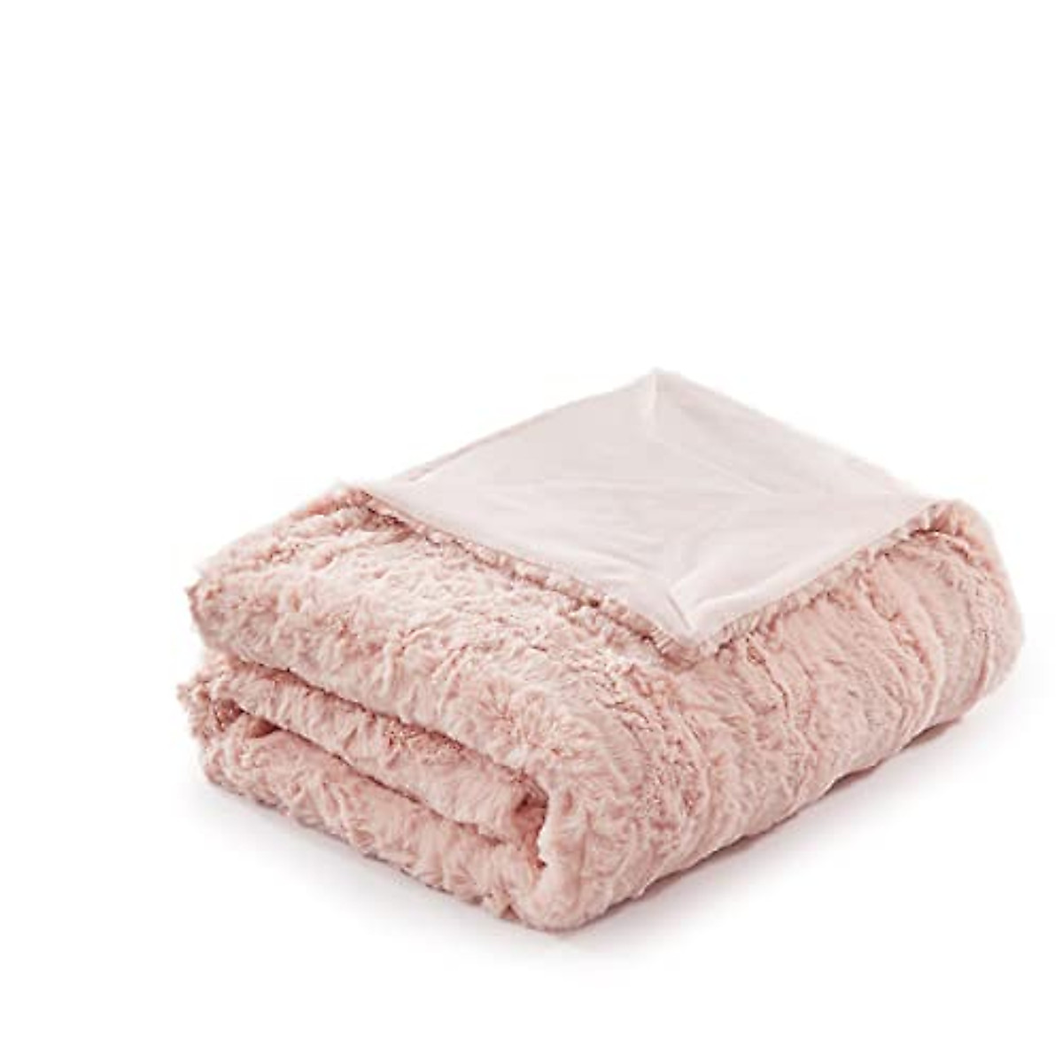 COZYART Faux Fur Throw Blanket for Couch - 50"x60" Pink Super Soft Plush Luxurious and Elegant with Comfy Reversible Microfiber Fluffy Blankets and Throws for Bed Home Decorative