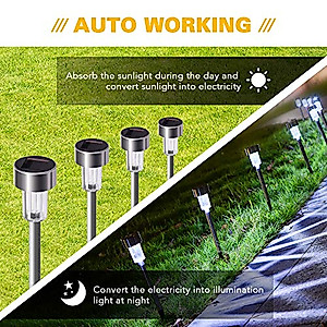 Solar Lights Outdoor, 16Pack Solar Pathway Lights Outdoor Stainless Steel Yard Lights, Waterproof Garden Lights for Pathway Walkway Patio Yard Lawn Driveway