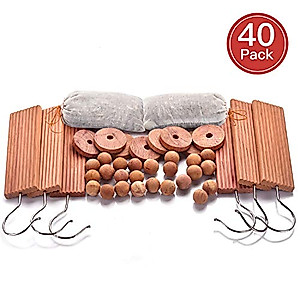 Homode Cedar Blocks for Clothes Storage, Ceder Wood Chips and Balls for Closets and Drawers, Fresh Scented Sachets, 40 Pack
