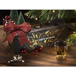 ROCKSLY Whiskey Stones Gift Set with Stand | Handcrafted Whiskey Glass Set Granit Whiskey Rocks for Perfect Drink | Whiskey Gift Set & Whiskey Kit | Best Whisky Stones Glass Set for Men dad (Mahogany)