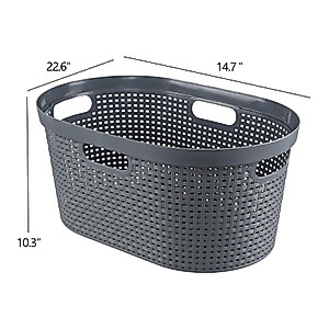 Parlynies 40 Liter Ultra Laundry Hamper, Large Laundry Basket with Cutout Handles to Easily Carry Clothes, Grey, 4-Pack