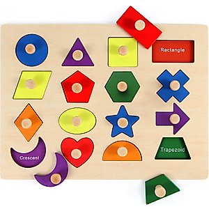 Diaodey Montessori Wooden Shape Peg Puzzle Toys for Toddlers, Shape and Color Sorting Matching Board, Kids Sensory Preschool Learing Birthday Toy Gift for Baby Infant 1 2 3 4 5 Year Old