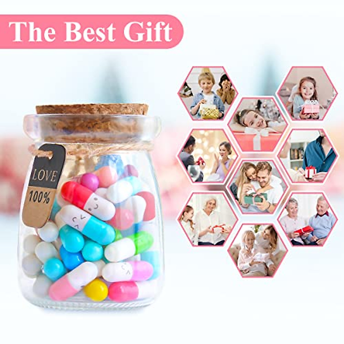 Capsule Letters Message in a Bottle, Romantic Love Capsule Pills Gift for Boyfriend Husband Girlfriend Wife Friend Birthday Christmas Anniversary Valentine Day Father Day