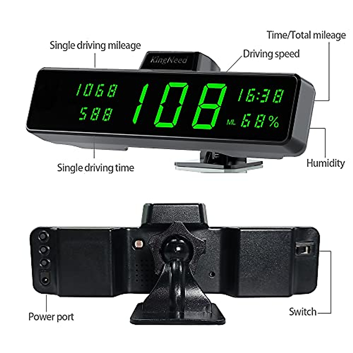 Kingneed C3020 Universal HUD Head Up Display GPS Digital Speedometer with Humidity Detector, MPH Over Speed Warning, Works for Cars & Other Vehicles