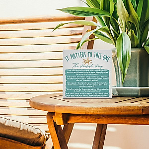 Farmhouse Beach Wooden Box Sign, The Starfish Story, Summer Beach Decor for Home Bedroom Bathroom, Inspirational Beach House Ocean Nautical Decoration, Beach House Gifts for Women Men New House