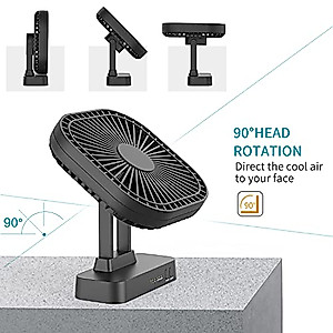 xasla 5'' AA Battery Operated Fan, Desk Fan with Timer, 3 Speeds, Extra Quiet, 7-Blade Design, Adjustable Angle, for Office Desk, Bedroom and Outdoor (without Batteries)