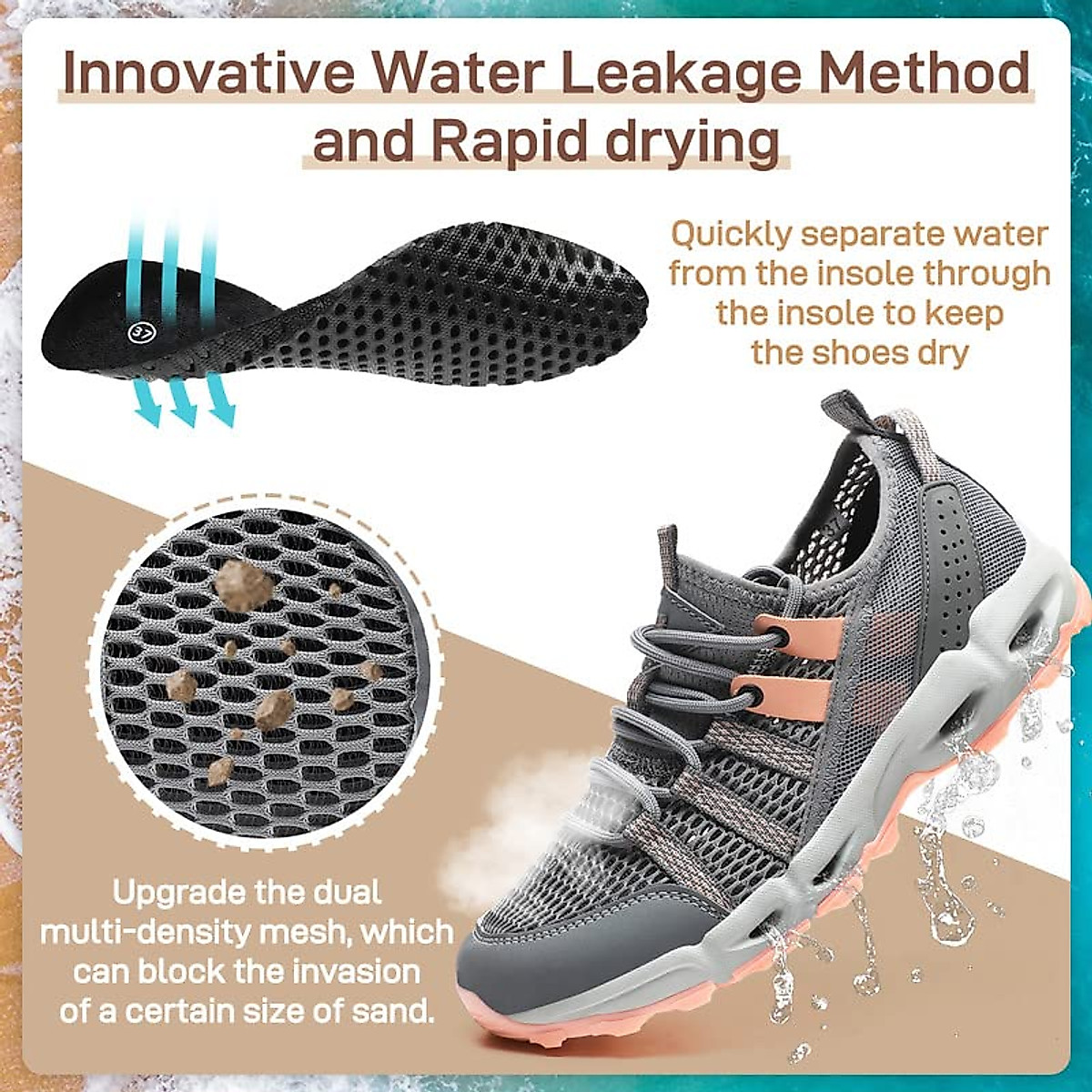 ziitop Water Shoes Women Outdoor Hiking Shoes Quick Drying Beach Aqua Shoes Travel Trekking Walking Climbing Sneakers