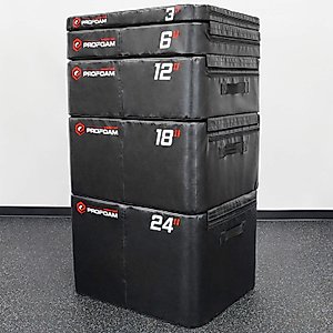 Meister PROFOAM Plyo Boxes - Foam Plyometric Jump Boxes for Professional Gyms - Black - 5 Box Set (24", 18", 12", 6", 3")