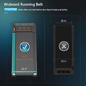 2 in 1 Under Desk Treadmill, Walking Pad Treadmill with Remote Control and LED Display, Smart Foldable Walking Treadmill Running Jogging Exercise Machine for Home Office Black