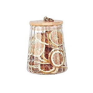 IZEJAZT Irregular storage glass jars,Glass jar canisters with airtight lids，Wide mouth mason jars，Overnight oats jars，Cookie jar，Candy jar，Spice Jars With Bamboo Lids (Oval, 1-Pack)