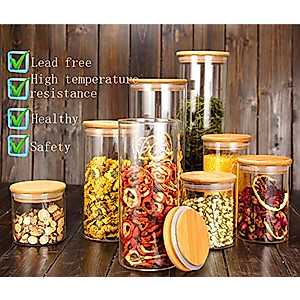 2PCS Empty Thicken Clear Glass Canister Home Kitchen Food Storage Cotainer Jars Pots With Airtight Wood Lids Air Tight Vial Bottles for Coffee Bean Tea Sugar Dry Fruit Nuts Candy (350G)