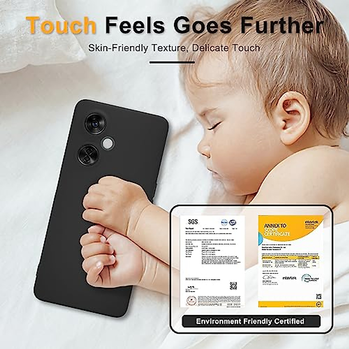 YENAPOON for OnePlus Nord N30 5G Case and 1 Pack Tempered Glass Screen Protector, Slim Liquid Silicone Shockproof Protective Case - Black