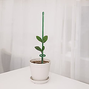 12 Inch Plant Support Stakes, with Adjustable Retaining Ring Green Plant Sticks Support Stakes for Indoor and Outdoor Plants,Flowers,Climbing(10Pcs)