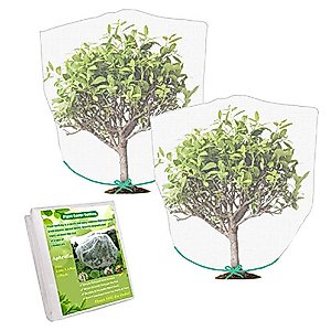 Aphrolin Plant Cover Bags, 4.6X 3.4 Feet Reusable Thicken Encrypted Garden Netting Mesh with Drawstring, Fruit Tree Plant Protect Netting, Plant Cover for Pest, Insect Bird Barrier Netting (2 Pcs)
