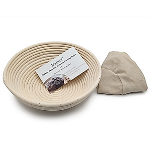 10 Inch Round Banneton Bread Proofing Basket 2 pcs Natural Rattan Cane Brotform Handmade& Linen Liner Cloth