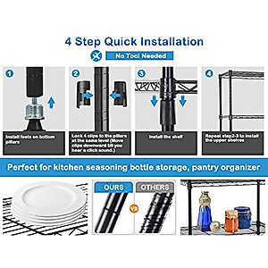 6-Tier Wire Shelving Metal Storage Rack, Adjustable Shelving Unit Free Standing Storage Shelf with Leveling Feet, 24"Lx14"Wx60"H Storage Shelves Organizer Unit for Office Studio Plant Craft, Black