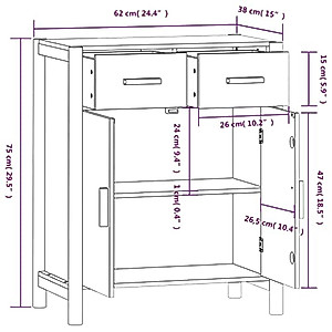loibinfen Modern Sideboard with 2 Drawers and 2 Compartments, Buffet Sideboard Storage Cabinet Console Table Kitchen Dining Room Furniture Organizer, Entryway Cupboard, 24.4"x15"x29.5" Black -AA