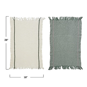 Creative Co-Op Cotton Waffle Weave Fringe, Set of 2 Colors Tea Towels, Multi