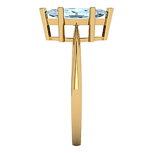 Clara Pucci 1.50 ct Marquise Cut Solitaire Aquamarine Blue Simulated Diamond Bridal Designer Anniversary Engagement Ring 14k Yellow Gold