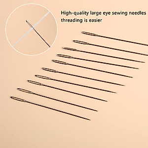 23 PCS Large Eye Sewing Needles, 2.36in Sewing Sharp Needles, Leather Needle Embroidery Thread Needle, Stainless Steel Yarn Knitting Needles with a 3.3in Plastic Bottle