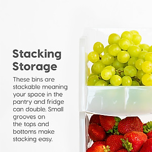 IRIS USA Inc. 11" x 6" x 5" Medium Plastic Stackable Open Front Organizer bin Caddy Basket for Refrigerator Freezer Kitchen Pantry Cabinet Workshop Garage Classroom Office Crafts Supplies 4 Pack Clear