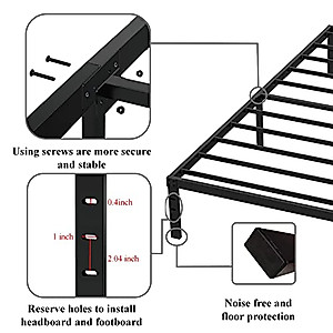Upcanso 16 Inch Twin Bed Frames No Box Spring Need, Metal Platform Bed Frame Twin Size Heavy Duty Mattress Foundation with 14 Inch Storage, Eassy Assembly 2,500 lbs Steel Slats Support, Black