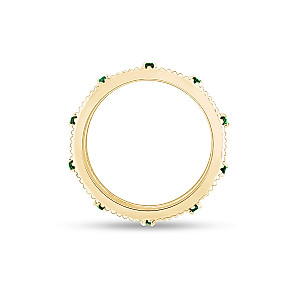 Jewel Zone US Round Cut Simulated Green Emerald Stackable Ring in 14K Yellow Gold Over Sterling Silver Ring Size-8.5
