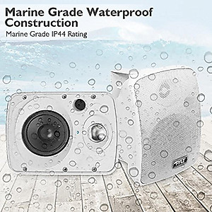 Outdoor Waterproof Wireless Bluetooth Speaker - 6.5 in 800 Watt Pair 2-way Weatherproof Wall/Ceiling Mounted Dual Speakers w/Heavy Duty Grill,Universal Mount,Patio,Indoor Use-Pyle PDWR64BTW,White