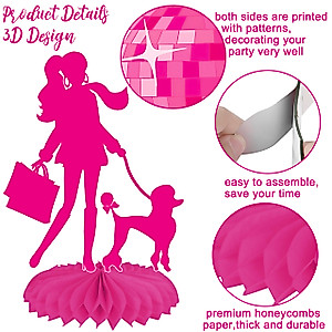 Hot Pink Girl Party Honeycomb Centerpieces 12Pcs Pink Birthday Party Decorations for Girls Hot Pink Princess Birthday Centerpieces for Bachelorette Party Bridal Shower Girls Birthday Party Supplies