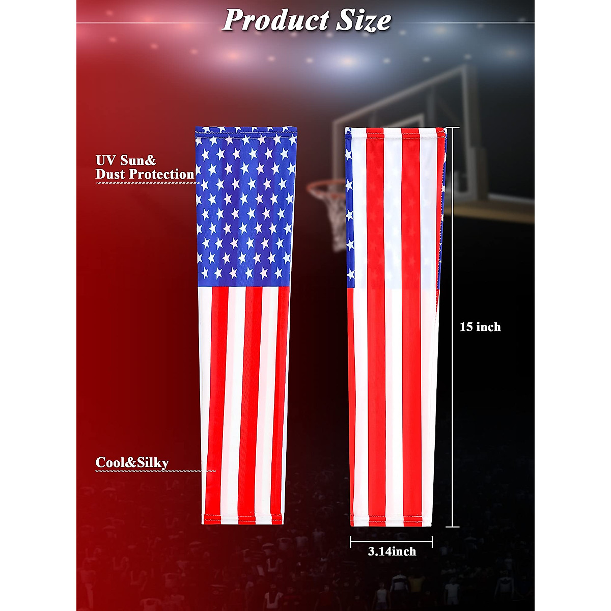 SATINIOR 8 Pairs Arm Sleeves for Men Women Compression UV Sun Protection Arm Sleeves (L)