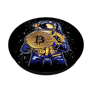 Bitcoin Astronaut Crypto Currency Art Future Minimal Design PopSockets Swappable PopGrip
