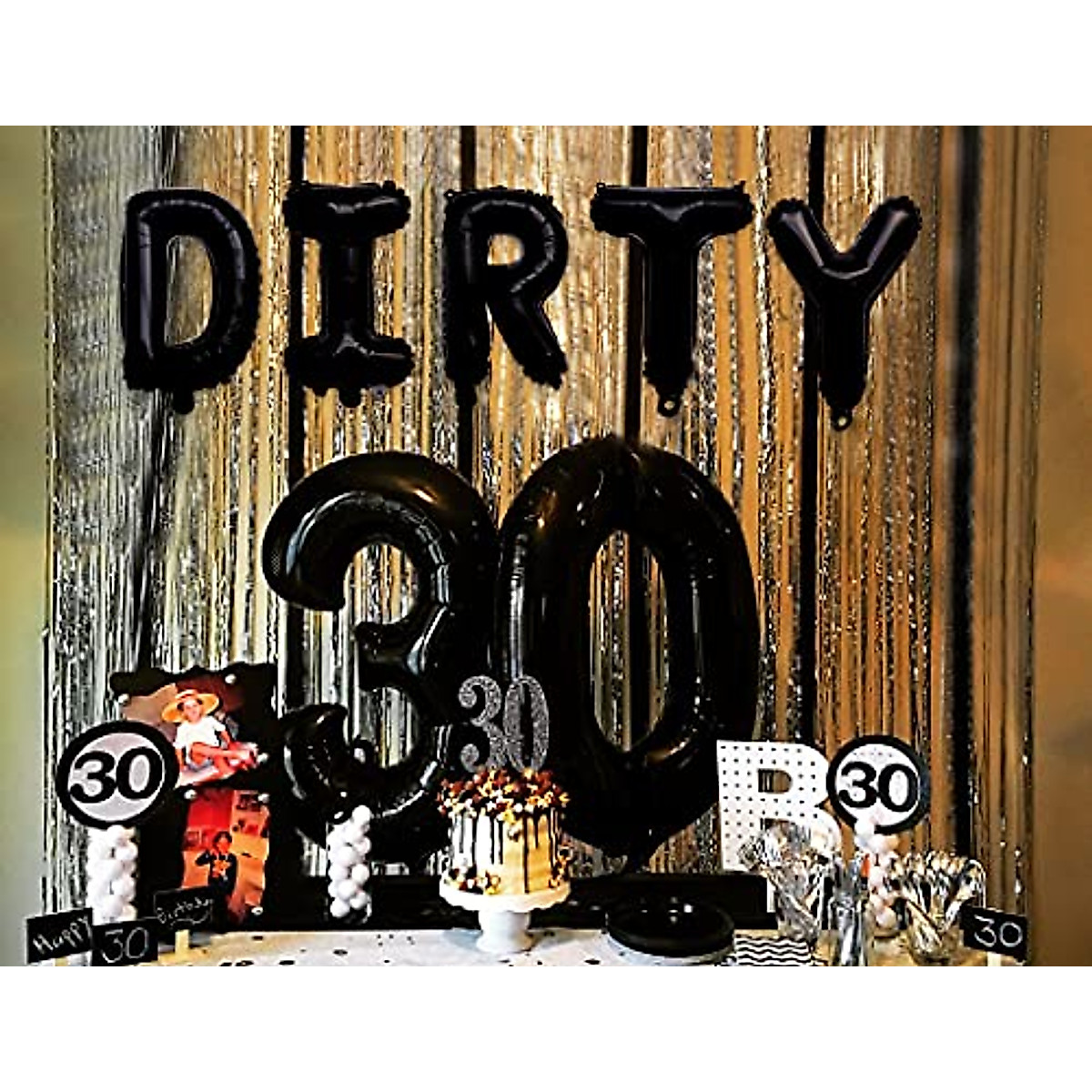 Dirty 30th Birthday Decorations for Him and Her - Dirty 30 Balloons Banner Letter Decoration Set, 30th Birthday Decorations for Men and Women, dirty 30" Aluminum Foil Letters. (Dirty 30th)