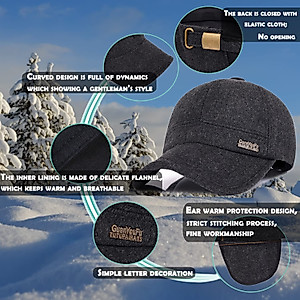 Croogo Men's Winter Warm Baseball Cap with Earflap Everyday Premium Dad Golf Hat Adjustable Polo Style Curved Brim,Gray-GSDT4