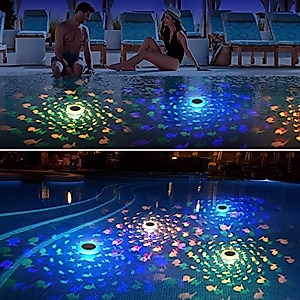 Solar Floating Pool Lights,Color Changing Fish Pattern Swimming Pool Lights,Glow in The Dark LED Pool Floating Fish Lights,IP67 Waterproof Outdoor Pool Lights That Float for Pool,Pond,Hot tub-2 PACK