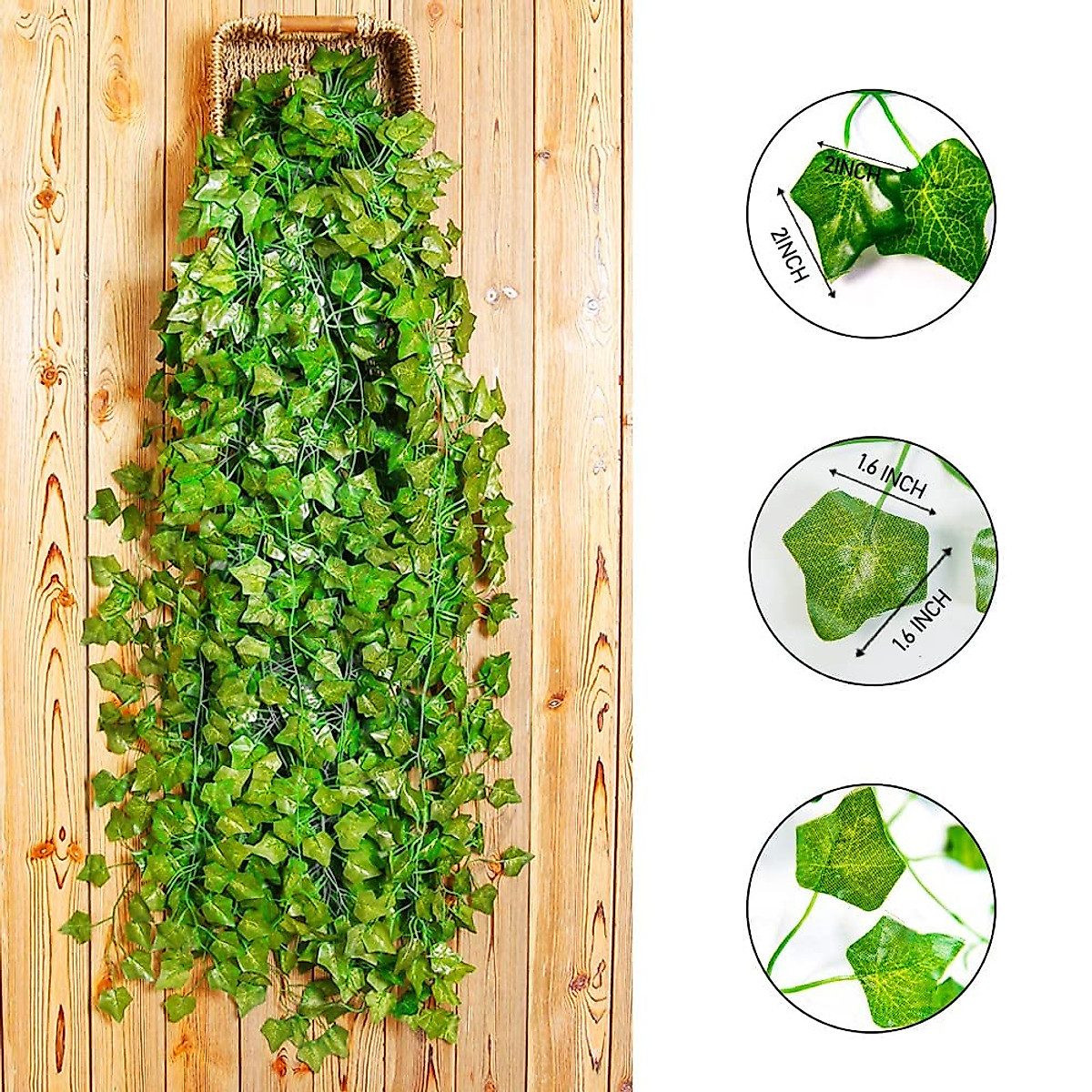 18 Pcs 118ft Artificial Ivy Garland Fake Vines Plants Vine with 200 Led String Lights and Remote Control for Bedroom Garden Home Kitchen Office Outdoor Wall Decor