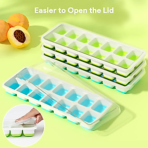 Ice Cube Trays 4 Pack, Airabc Silicone Ice Cube Trays with Removable Lid, Easy-Release Flexible 14-cube Ice Trays,BPA Free and LFGB Certified, Stackable Ice Trays with Covers for Cocktail, Freezer