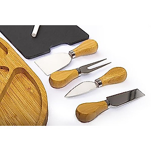 Taoware Bamboo Serving Platter with Cheese Knives for Charcuterie Board Premium Cheese Board for Housewarming Gift Practical Trays for Serving Food