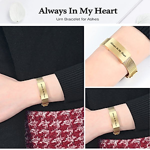 zeqingjw Adjustable Cremation Jewelry Urn Bracelet for Ashes Personalized Message Urn Bangle for Women Men Memorial Keepsake-Forever in My Heart