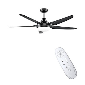CJOY Ceiling Fan with Lights for Living Room, 53 Inch Modern Ceiling Fan with 5 Reversible Blades, Dimmable LED, Remote Controls, Black Ceiling Fan Bedroom, Outdoor Ceiling Fans for Patios, 6-Speed