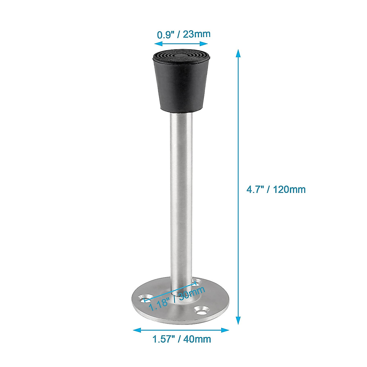 LDEXIN 2 Pack Stainless Steel Heavy Duty Door Stop 5" Wall Mounted Door Stopper with Rubber Tip Design Mute for Wall and Door Protection, 4.7" / 120mm