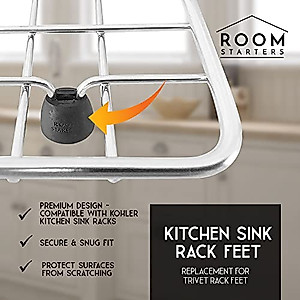 Kitchen Sink Rack Feet 20 Pack | Replacement for Kohler Rack Feet Part 84544-0 | Feet for Sink Grid by ROOM STARTERS (20 Pack, Black)