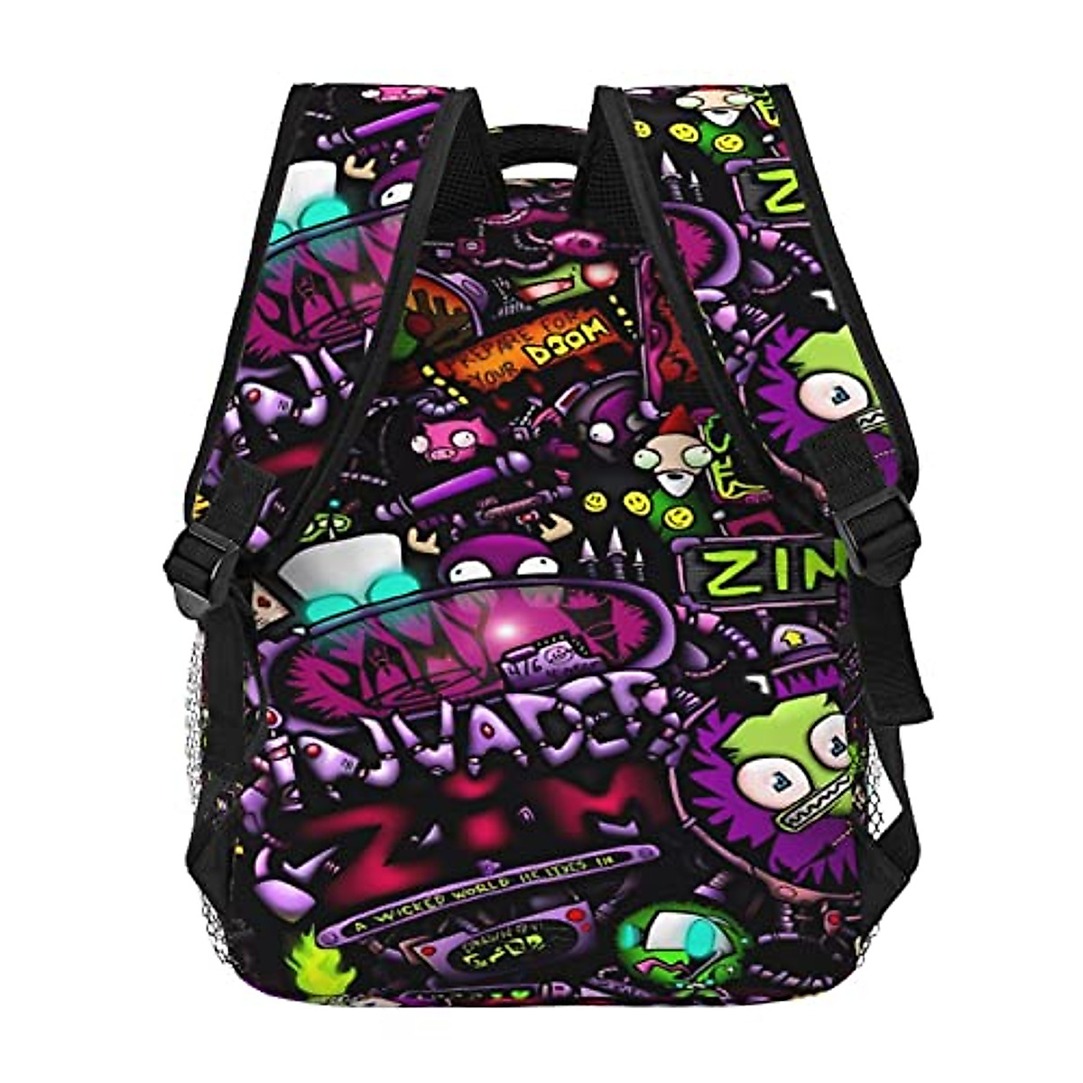 CONPELSON Backpacks Invader Anime Zim Adjustable Laptop Backpack Double Shoulder Bag for Women Men Climbing Shopping Work